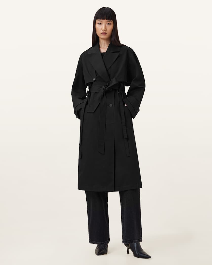 Cadence Relaxed Fit Trench Coat Black | ALLSAINTS